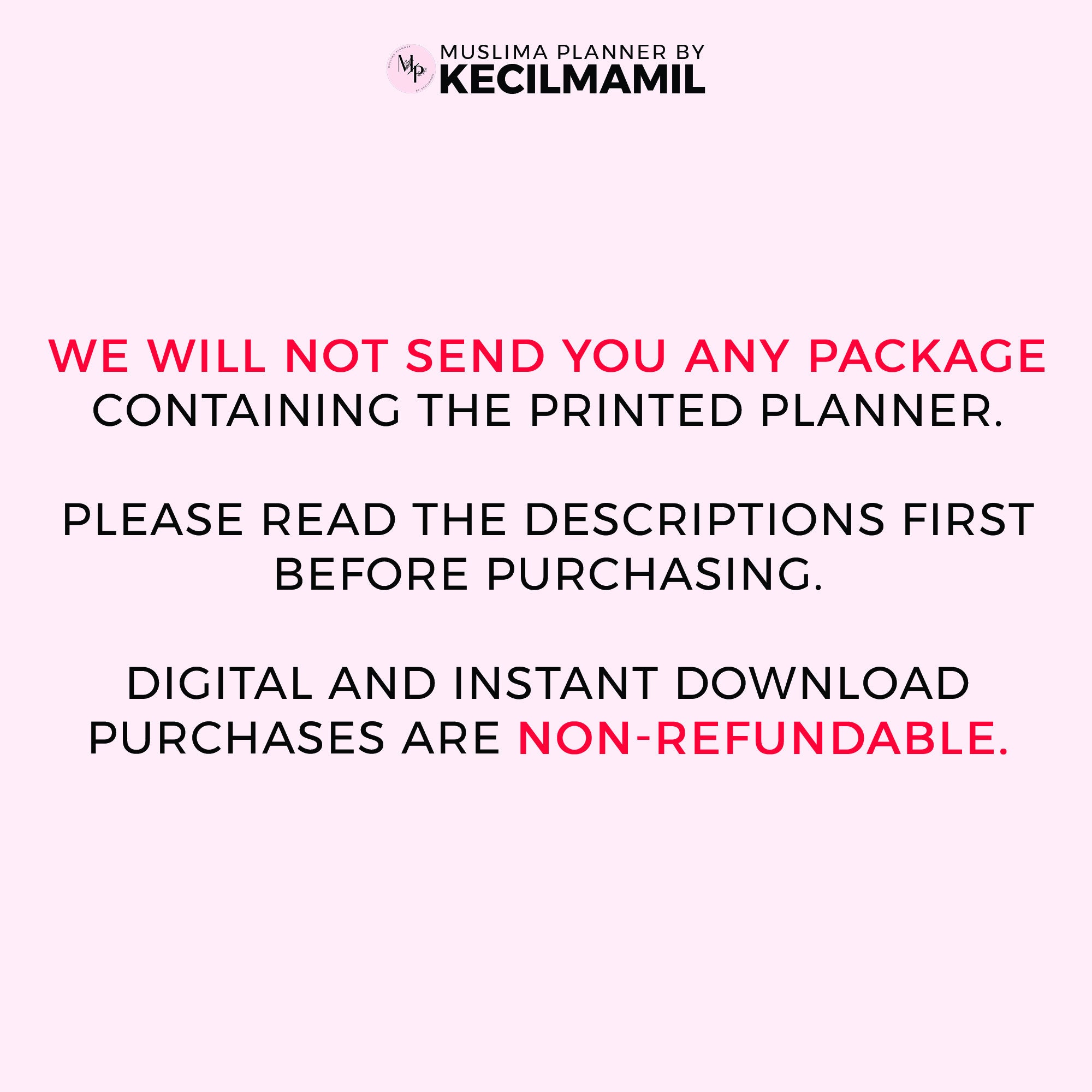 Islamic DAILY, WEEKLY, & MONTHLY Planners by Kecilmamil personal Size ...