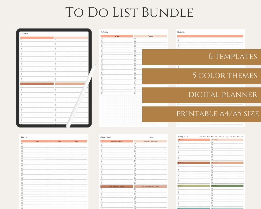 To Do List Bundle Digital Planner Template for Goodnotes on Ipad ...