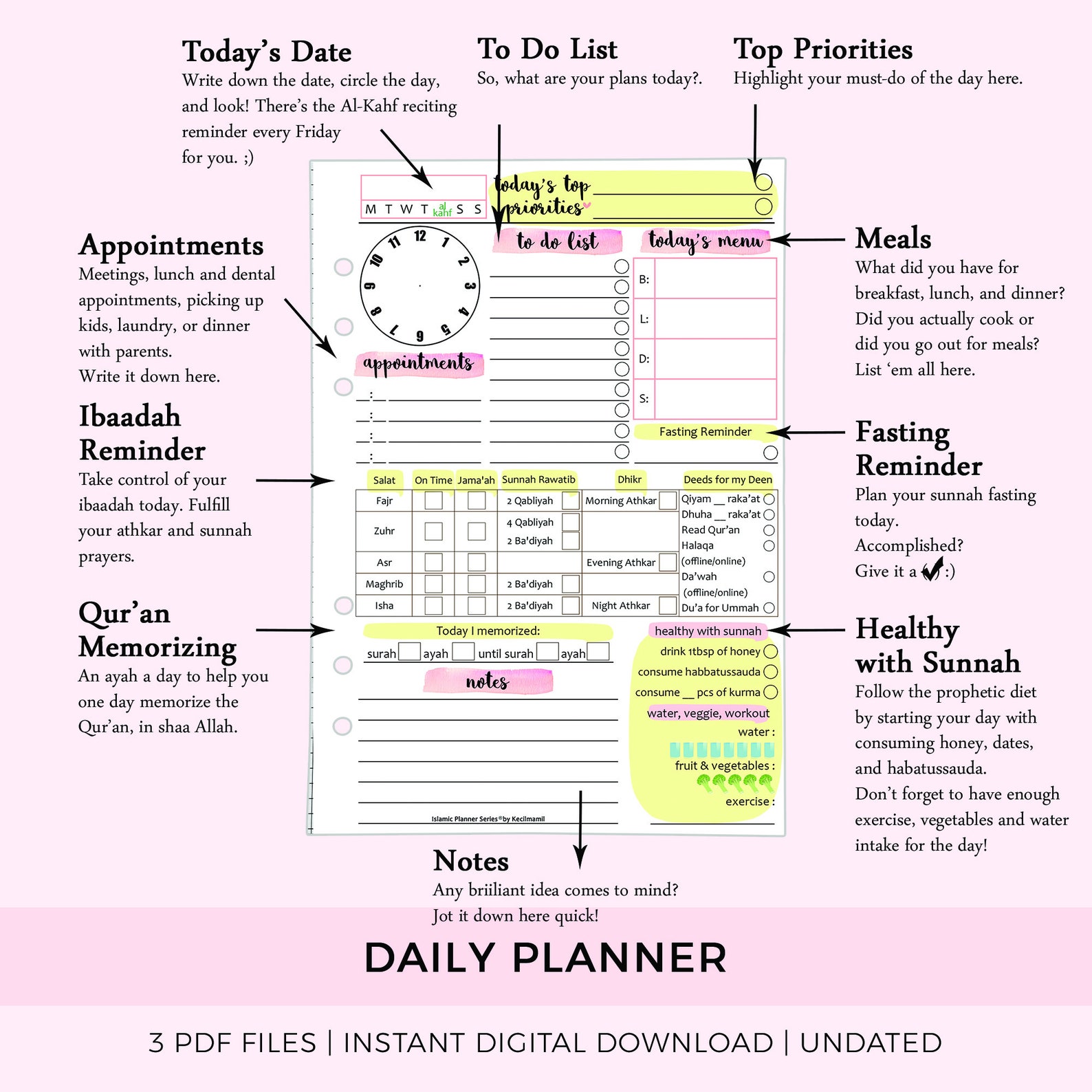 Islamic DAILY, WEEKLY, & MONTHLY Planners by Kecilmamil (A5 Size ...