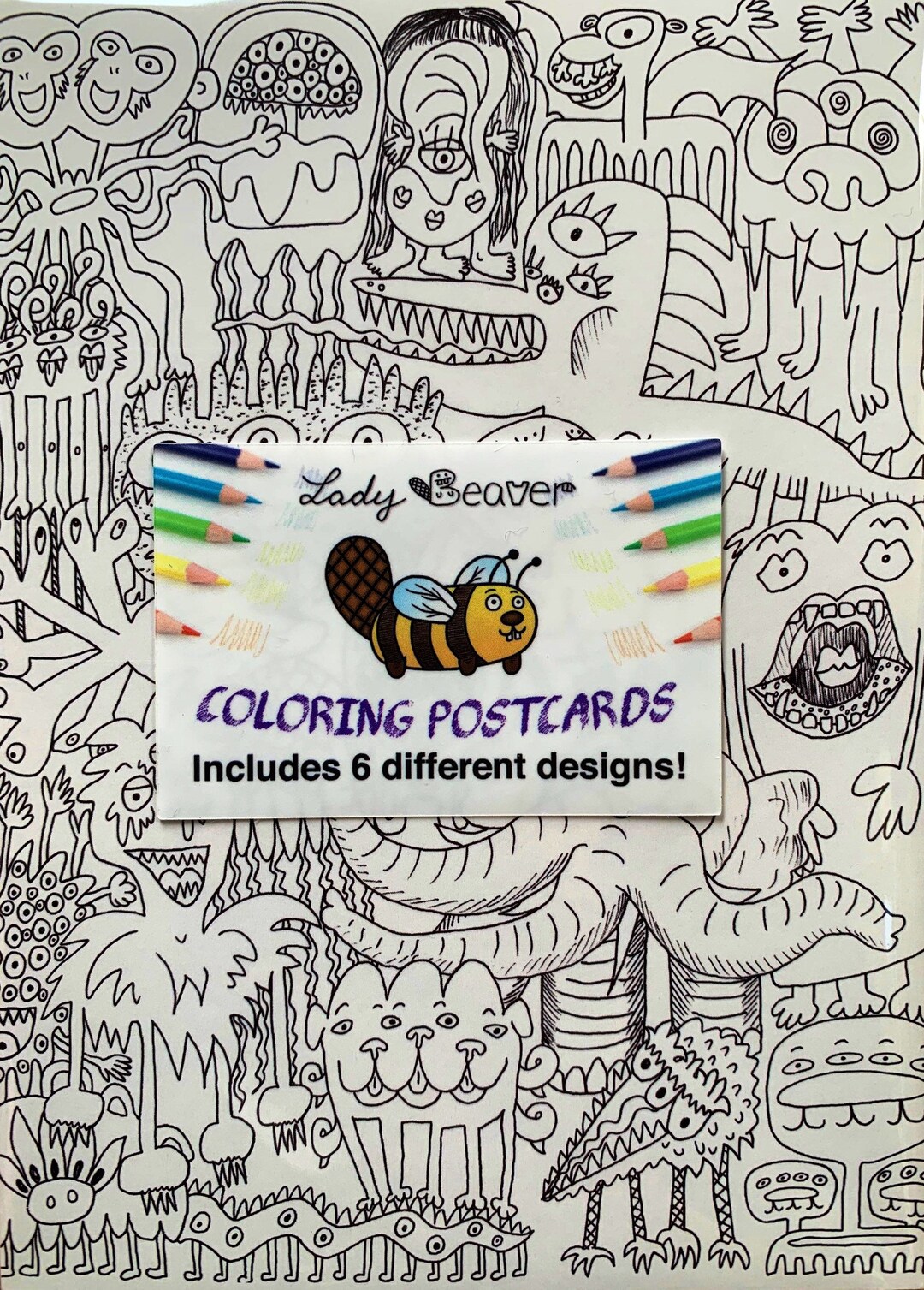 Coloring Book Postcard Pack by Lady Beaver With Color Pencils and ...