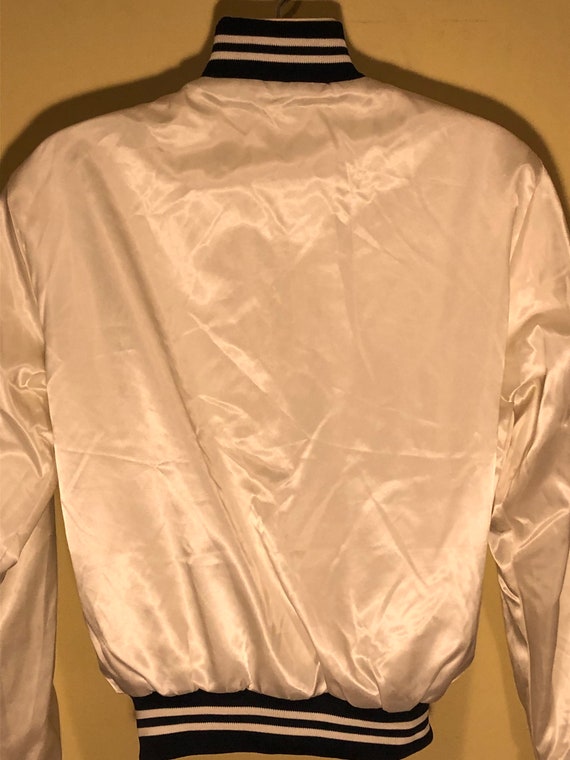 US NAVY Satin Bomber Jacket White Blue Mens Ladies Sm… - Gem