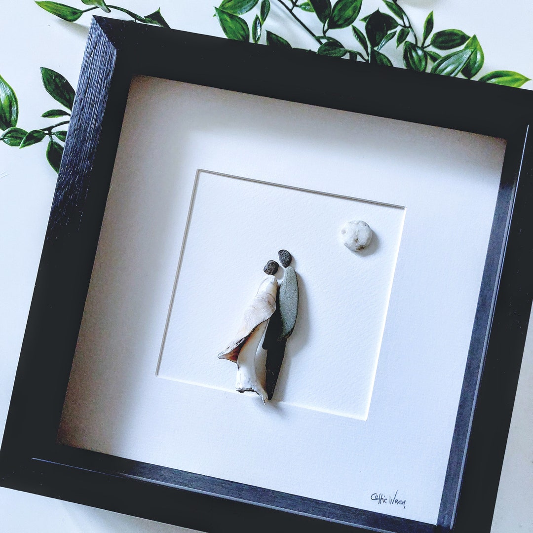 Moonlit Love, Pebble and Shell Art for the Couple, Handmade in Ireland ...
