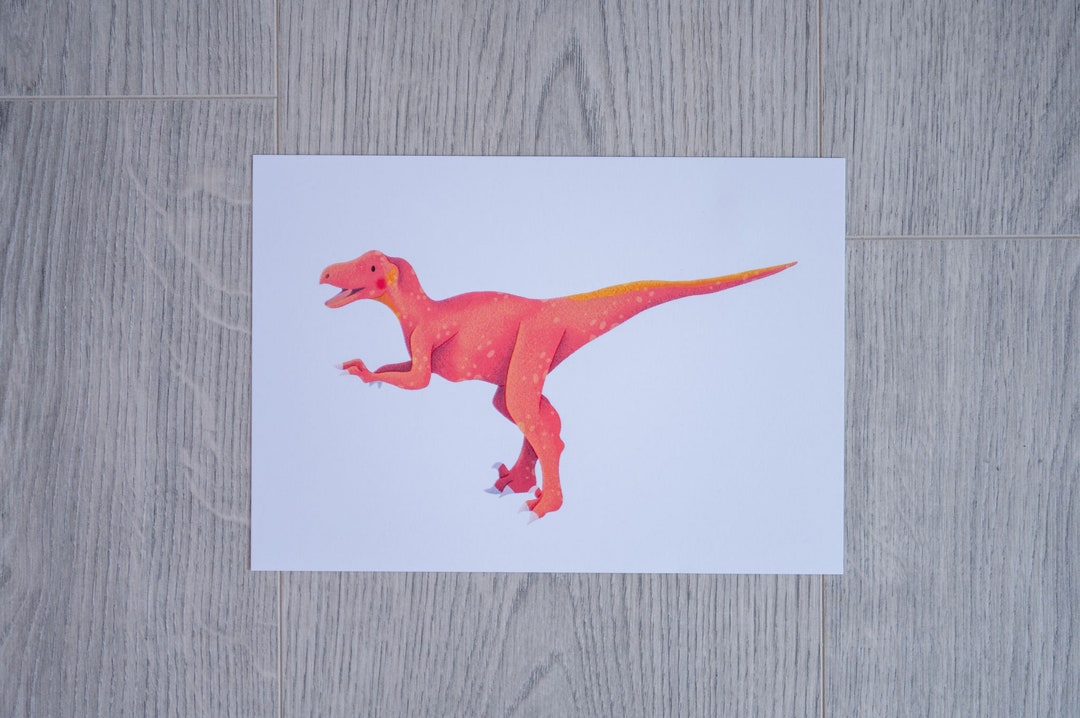 A5 'red Velociraptor' Dinosaur Heavyweight Art Print - Etsy