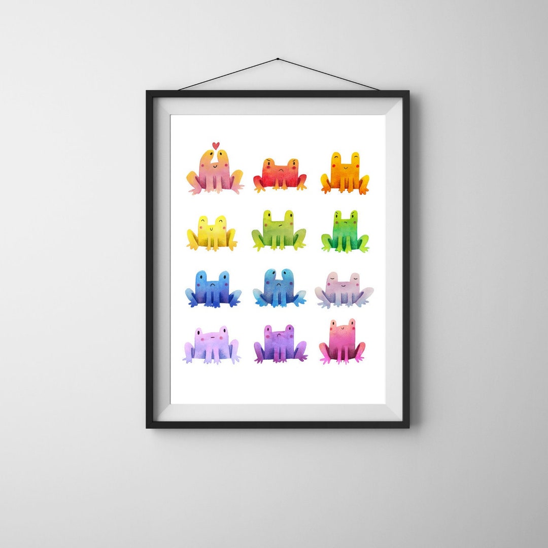 A4 'rainbow Frogs' Heavyweight Art Print - Etsy