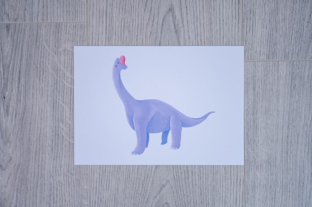 A5 'purple Brachiosaurus' Dinosaur Heavyweight Art - Etsy