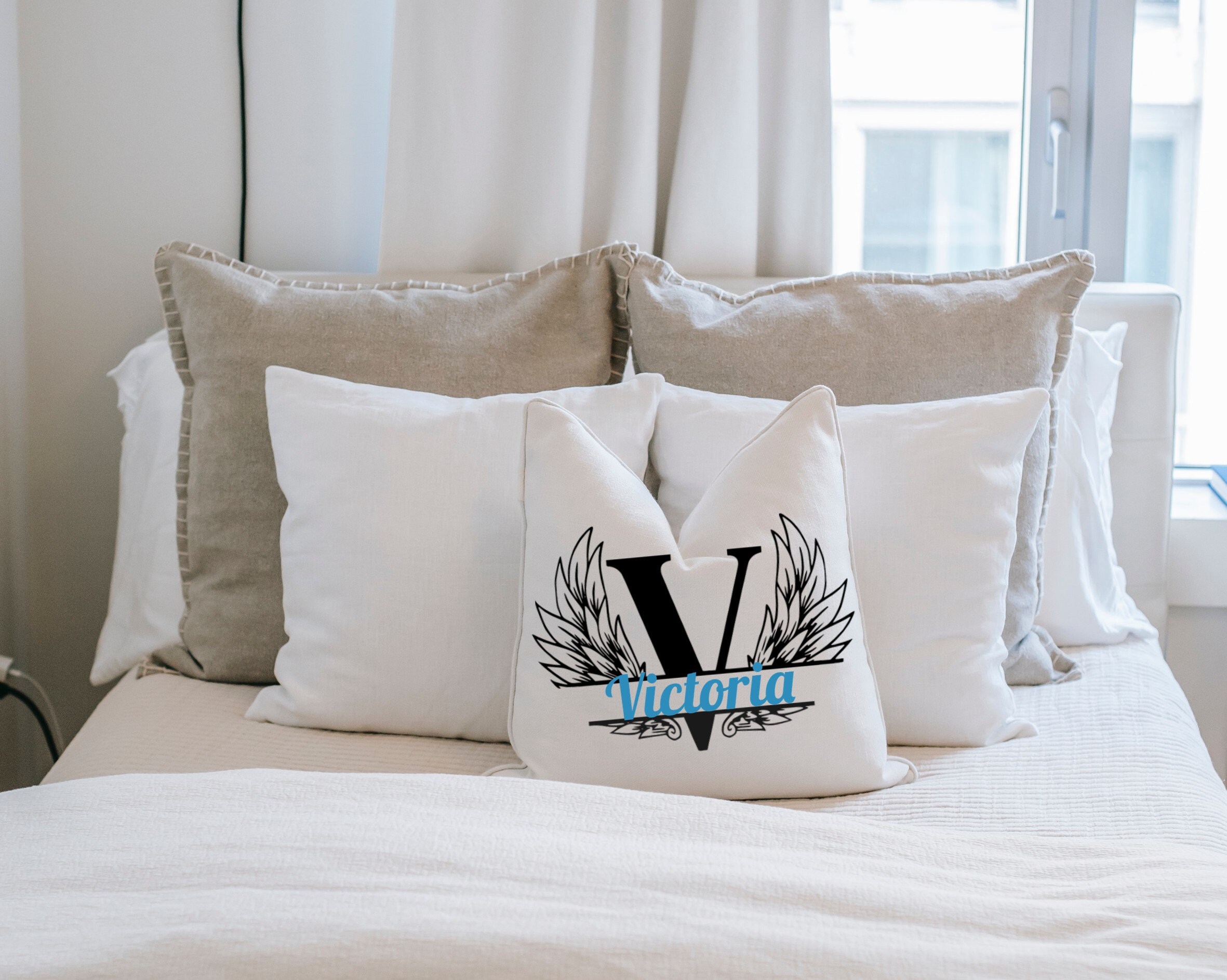 Split Monogram Angel Wing SVG - Etsy