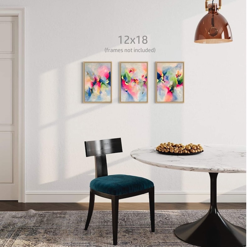 Colorful Abstract 3 Piece Art Print Set With Gold Leaf - Etsy