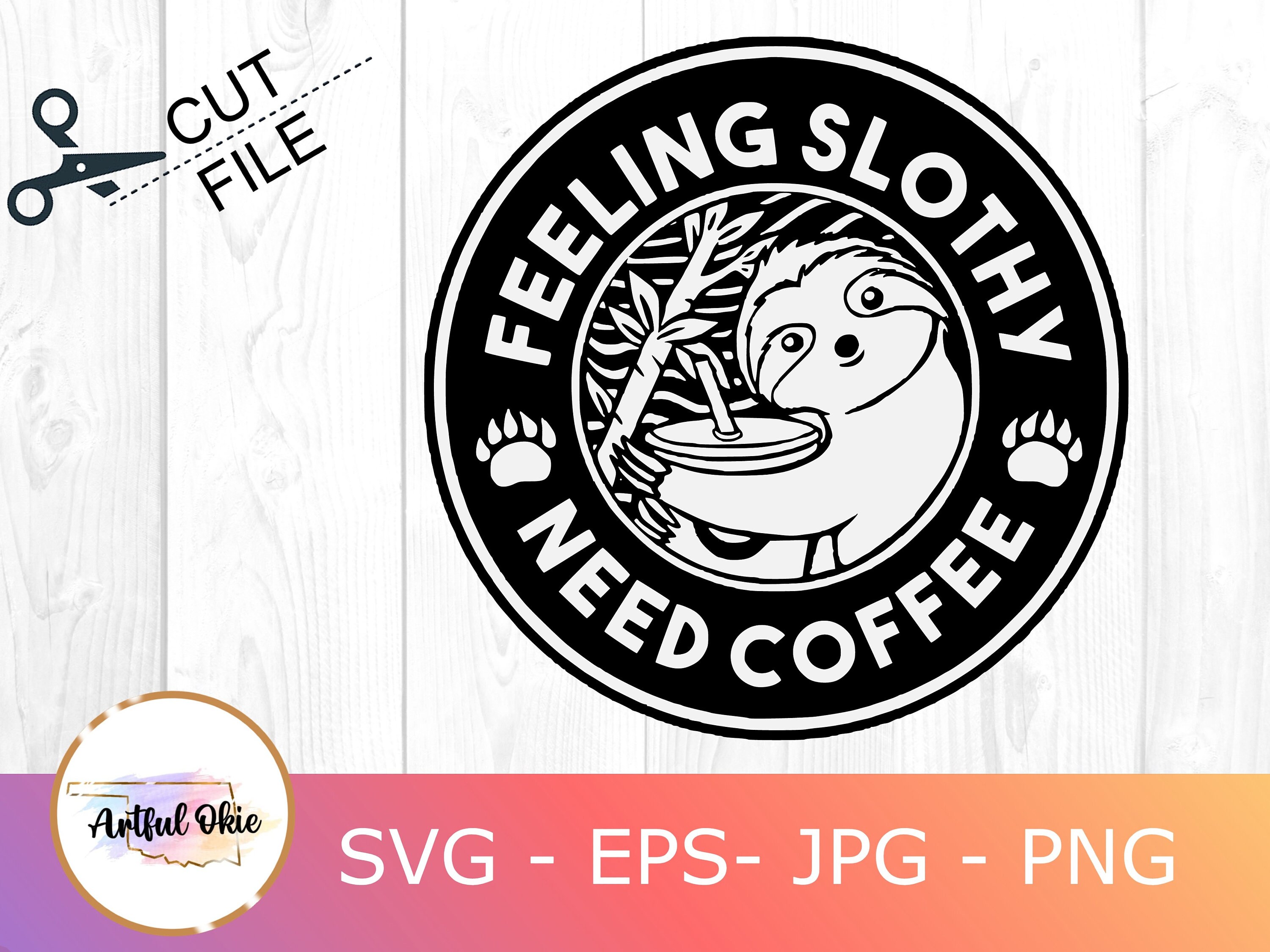 Kawaii Sloth Coffee Cup SVG - Etsy