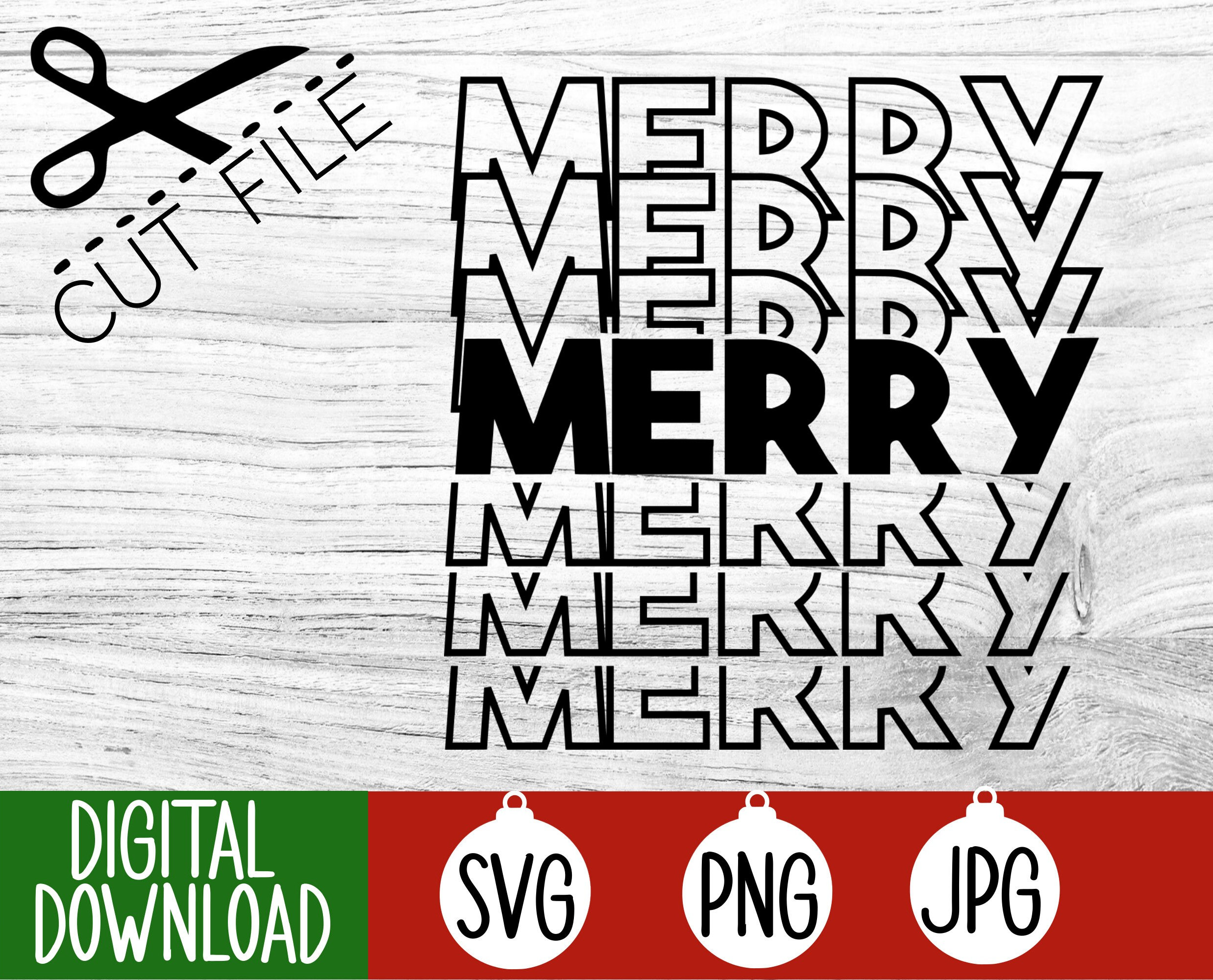 Merry SVG Cut File - Etsy