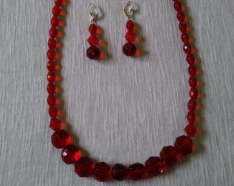 Red jewelry set | Etsy