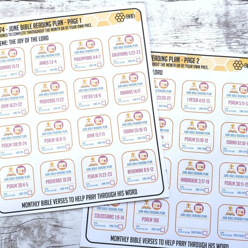 June Bible Reading Plan set of 32 Item 1074 - Etsy