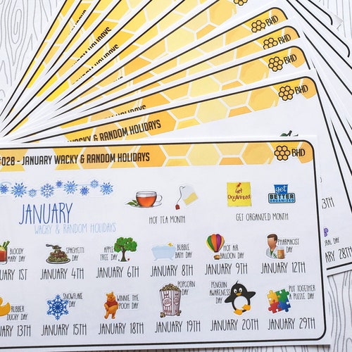 Wacky & Random Holidays // Full Year 12 Months // January | Etsy