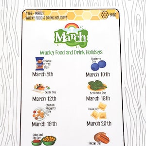 March Wacky Food & Drink Holidays (set of 11) Item #166 - Etsy