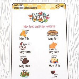 May Wacky Food & Drink Holidays (set of 11) Item #443 - Etsy