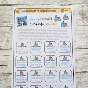 January Declutter & Organize Challenge (set of 1 Sheet) Item #003 - Etsy