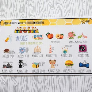 August Wacky & Random Holidays set of 16 Item 260 - Etsy