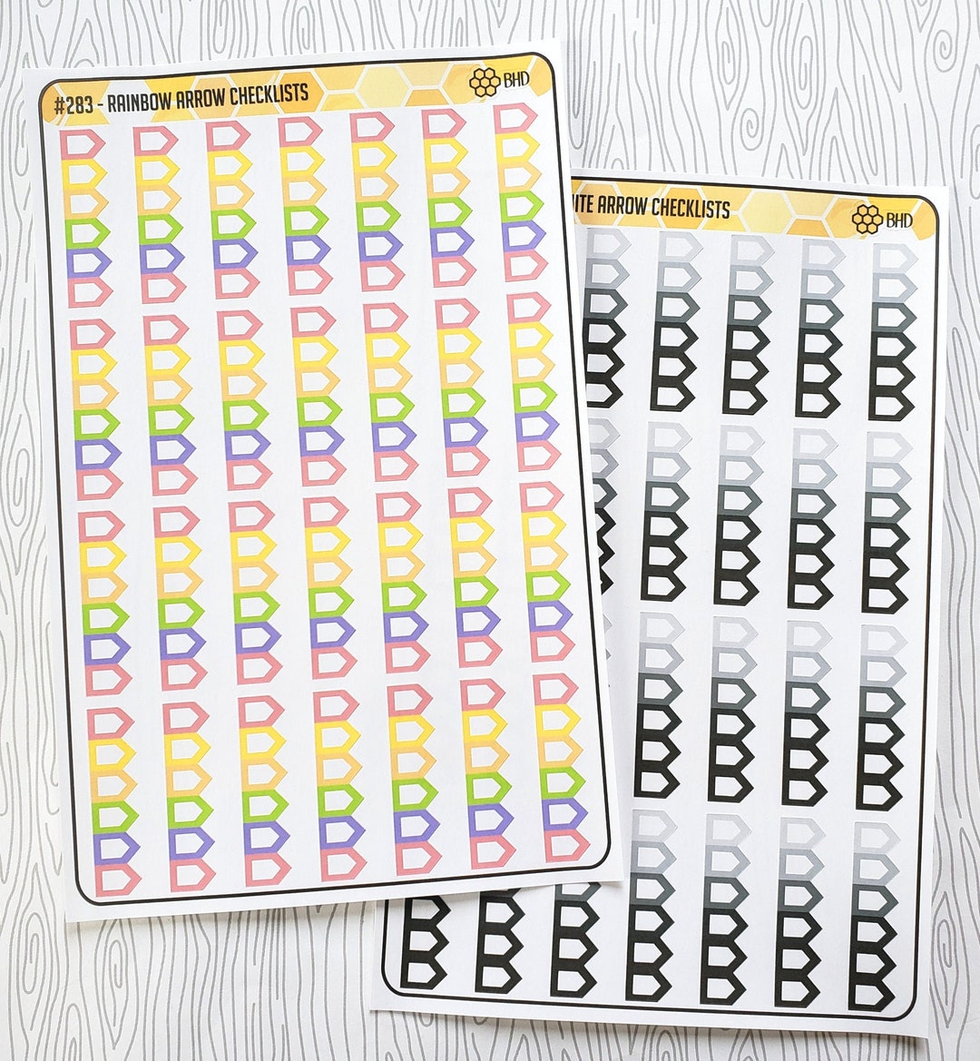 Arrow Checklists // Rainbow or Black & Grey (set of 28) Item #283 - Etsy
