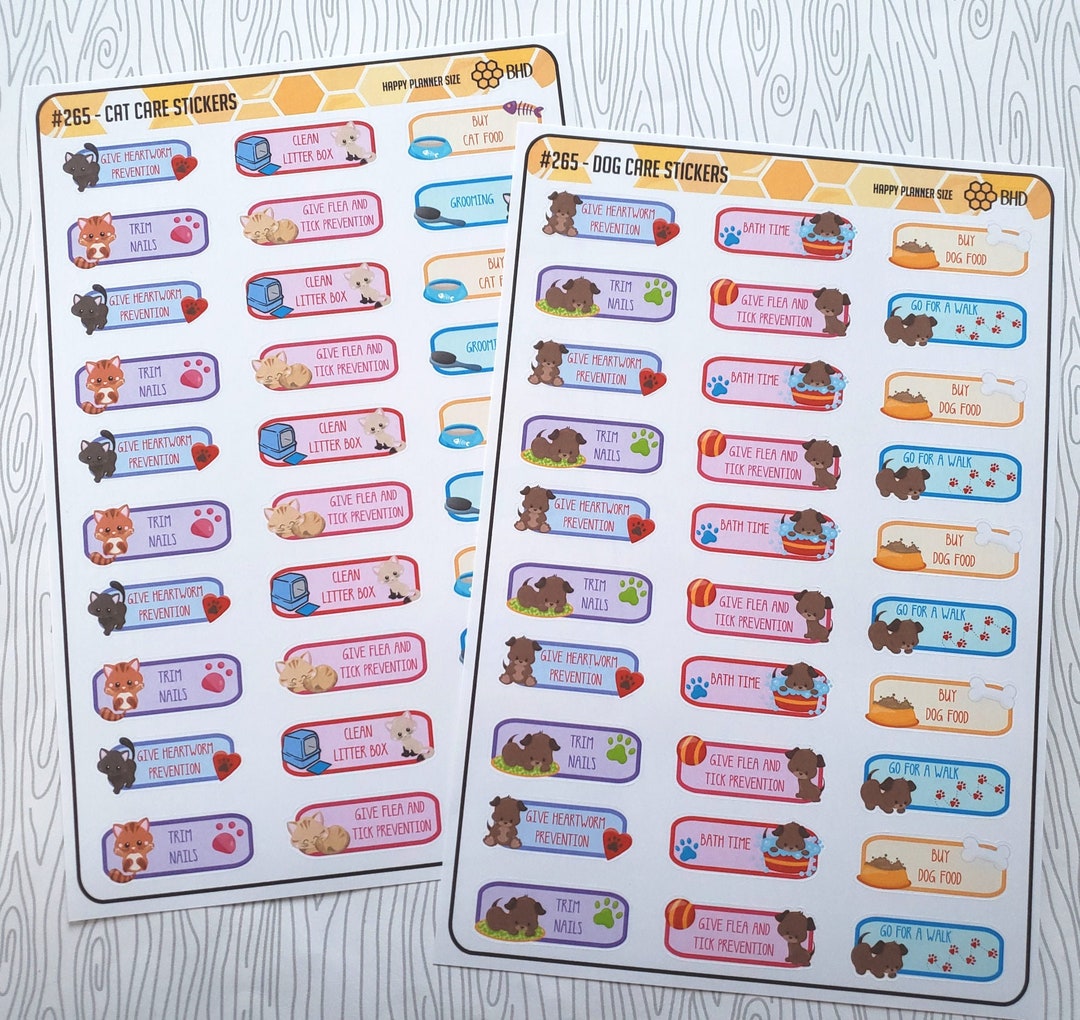 Pets // Dog Care // Cat Care Stickers (sets of 30) Item #265 - Etsy
