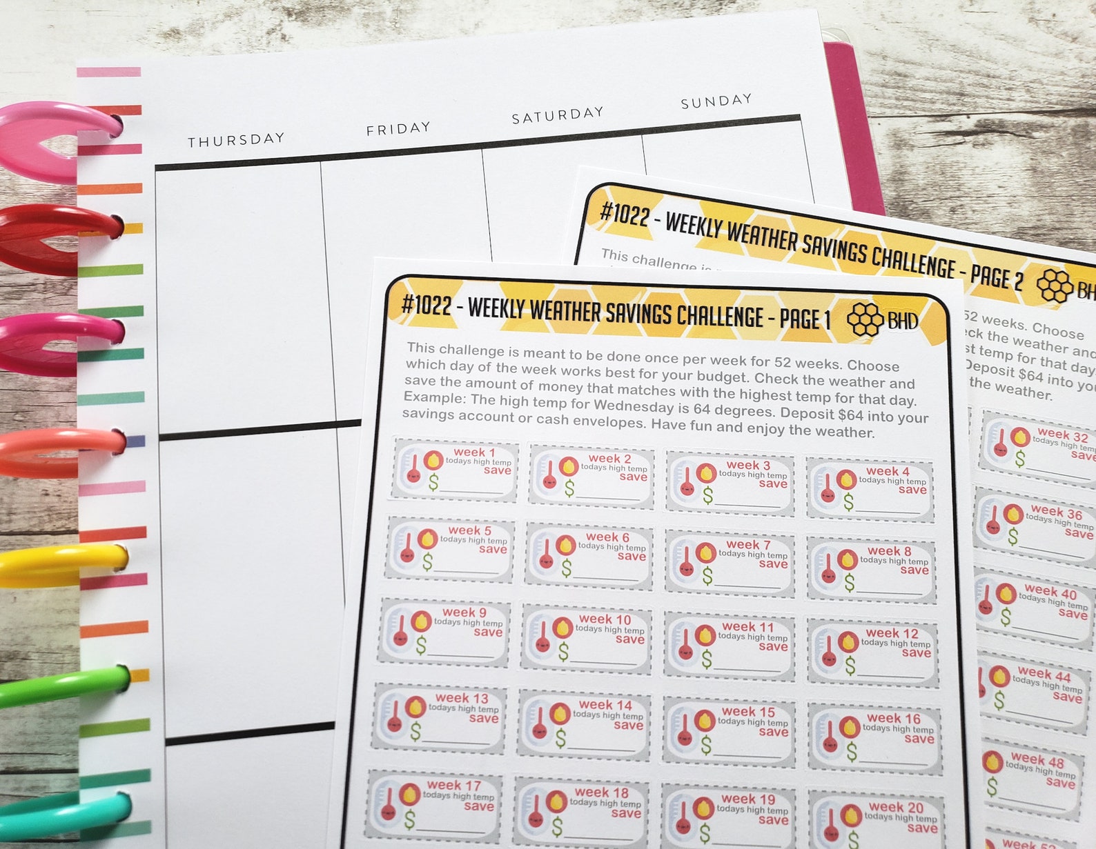 Weekly Weather Savings Challenge (set of 56) Item #1022 - Etsy