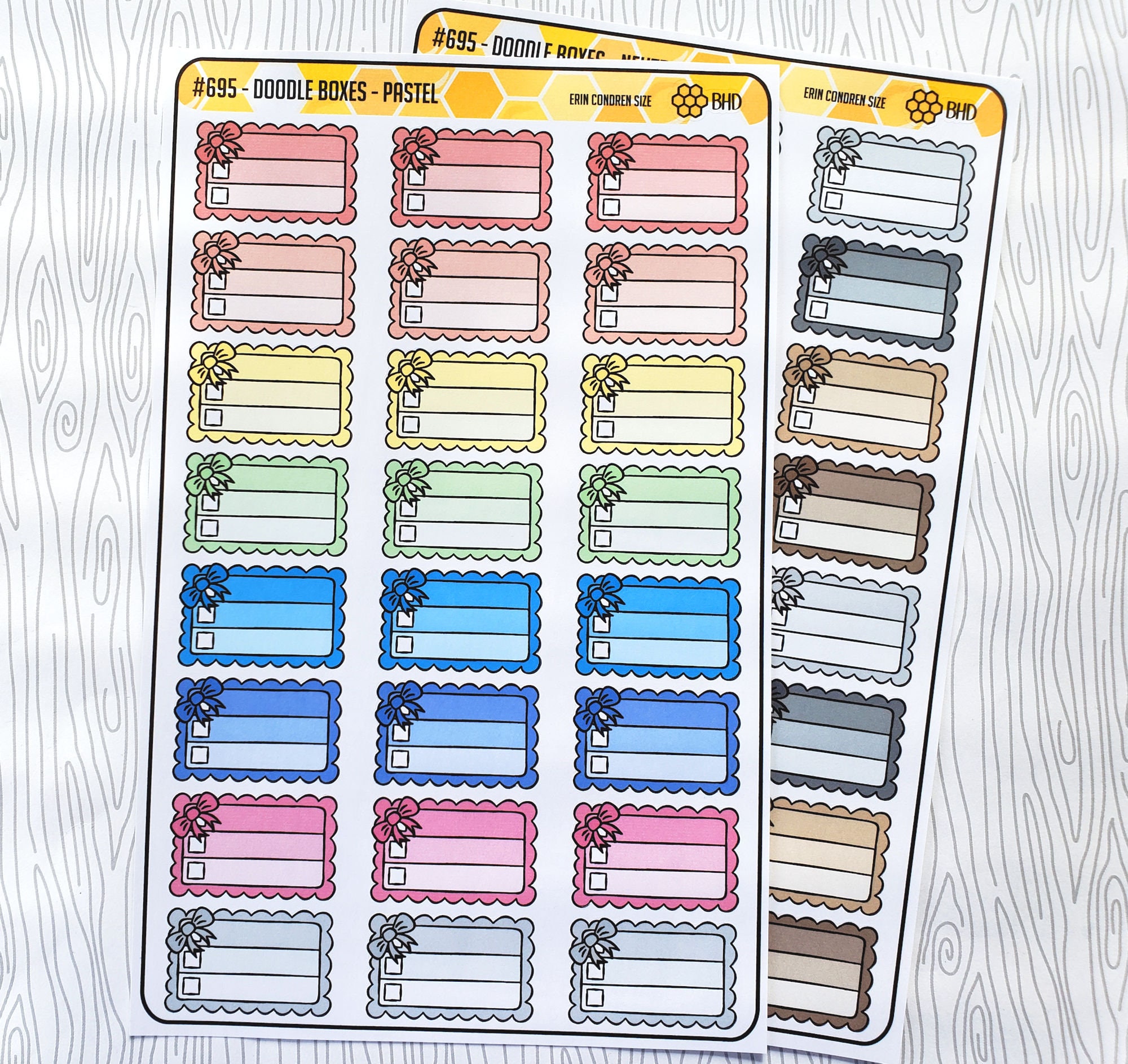 Rainbow // Pastel // Neutral Doodle Half Boxes set of 24 - Etsy