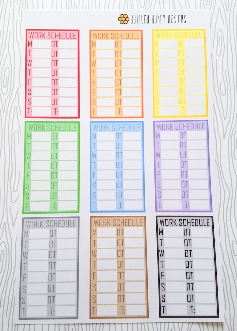 Work Schedule // Regular Work Hours or Overtime Hours Choice | Etsy