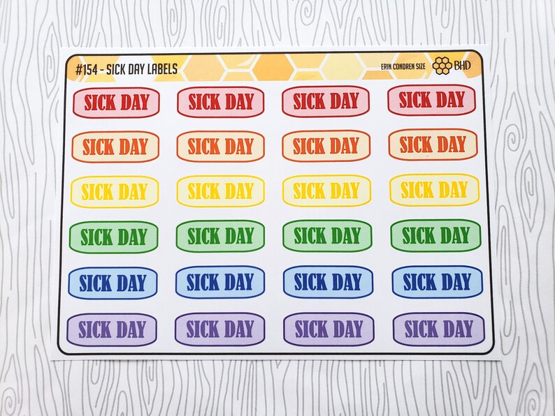 Sick Day Labels set of 24 Item 154 - Etsy