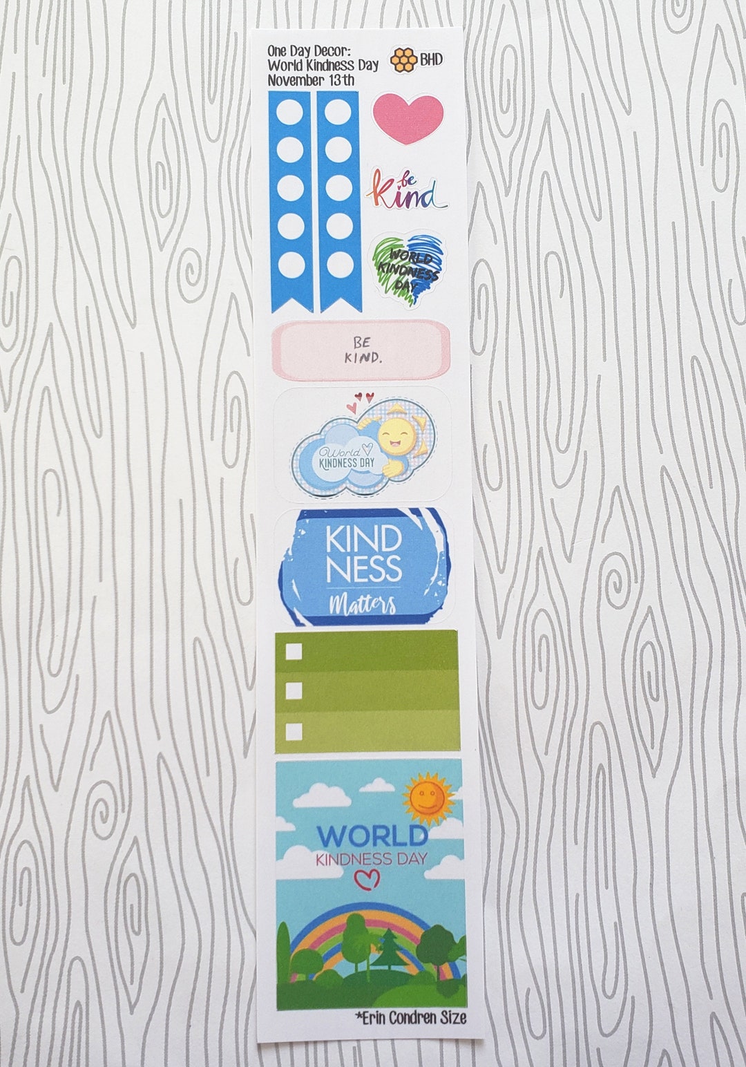 One Day Decor Strip // World Kindness Day (set of 10) Item #844 - Etsy