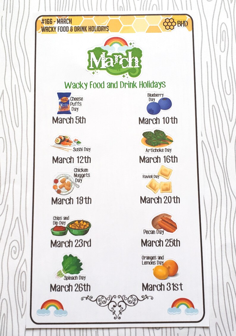March Wacky Food & Drink Holidays set of 11 Item 166 - Etsy