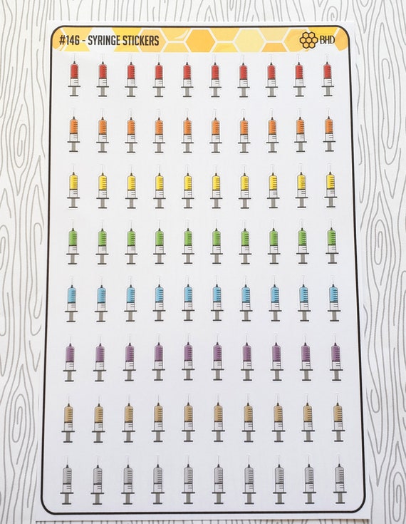 Syringe Stickers set of 80 Item 146 | Etsy
