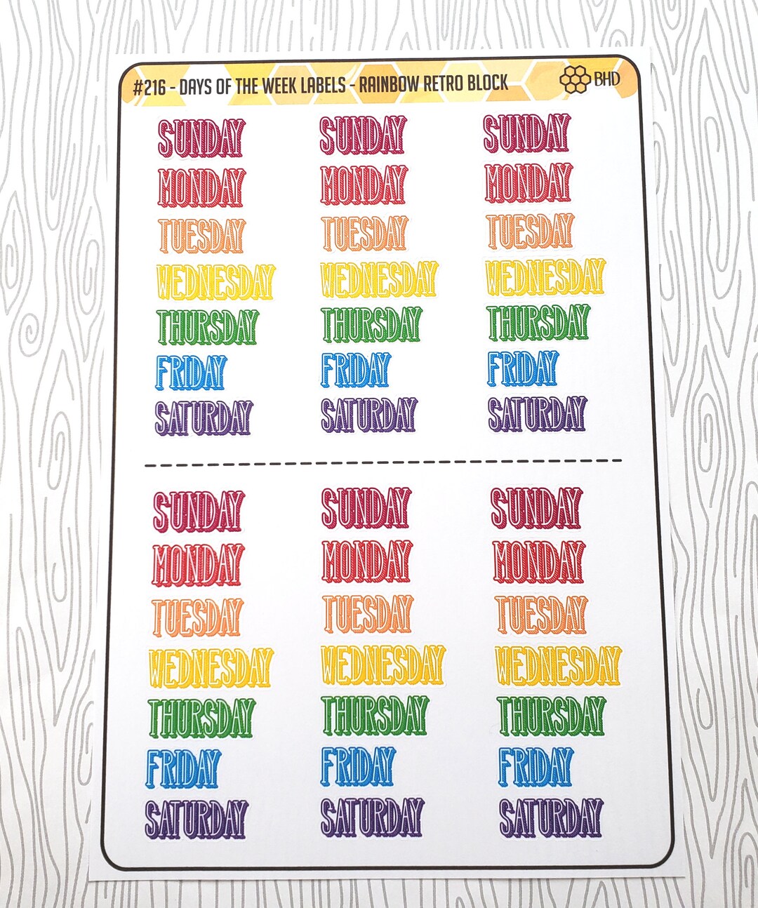 Days of the Week Labels // Rainbow Retro Block (set of 42) Item #216 - Etsy