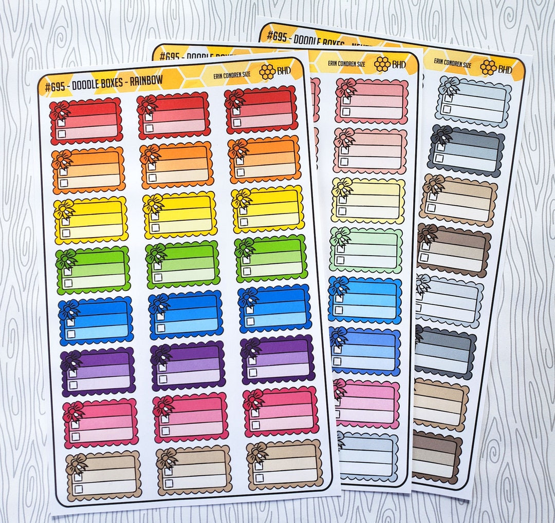 Rainbow // Pastel // Neutral Doodle Half Boxes (set of 24) Item #695 - Etsy