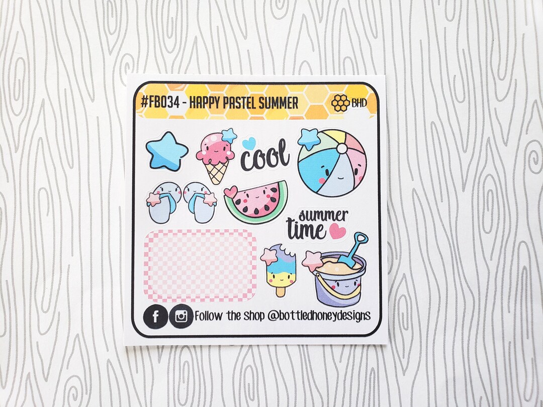 Happy Pastel Summer // Monthly Freebie // Item #FB034 - Etsy