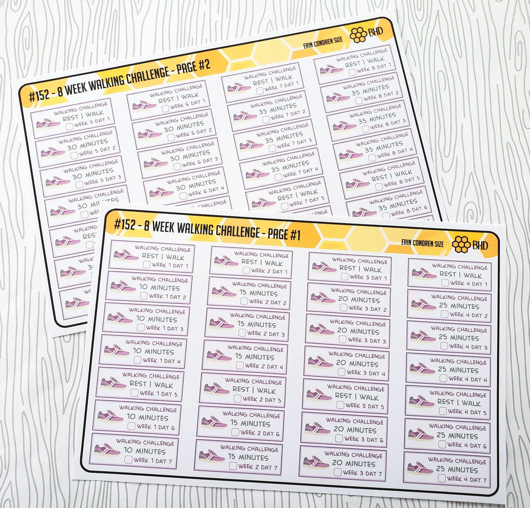 8 Week Walking Challenge Stickers (set of 56) Item #152 - Etsy
