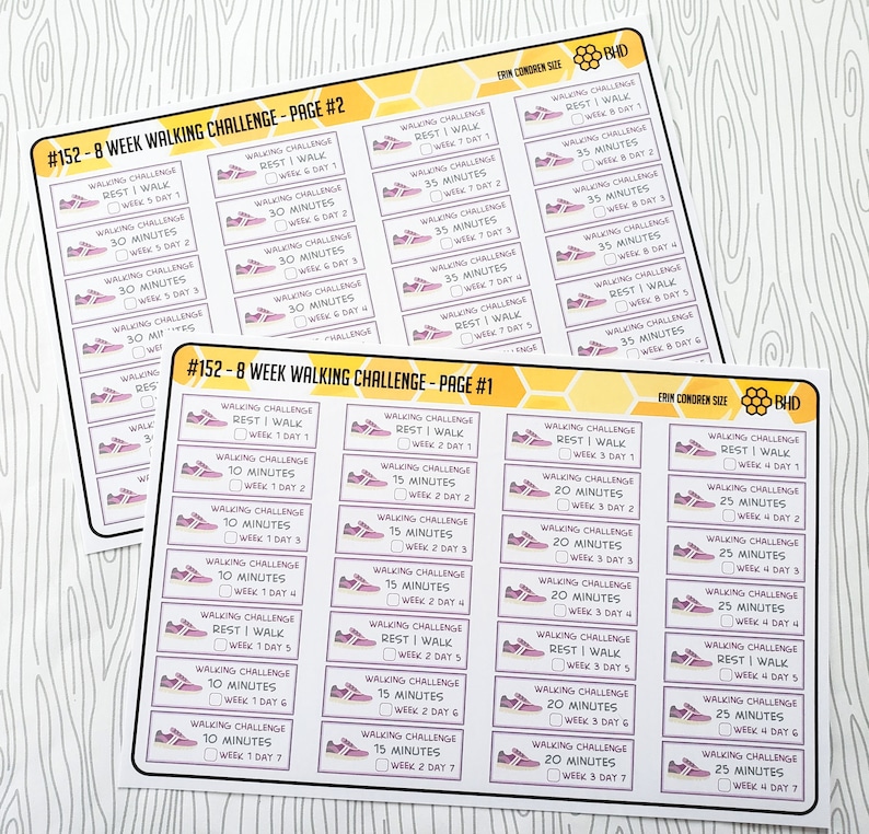 8 Week Walking Challenge Stickers set of 56 Item 152 | Etsy