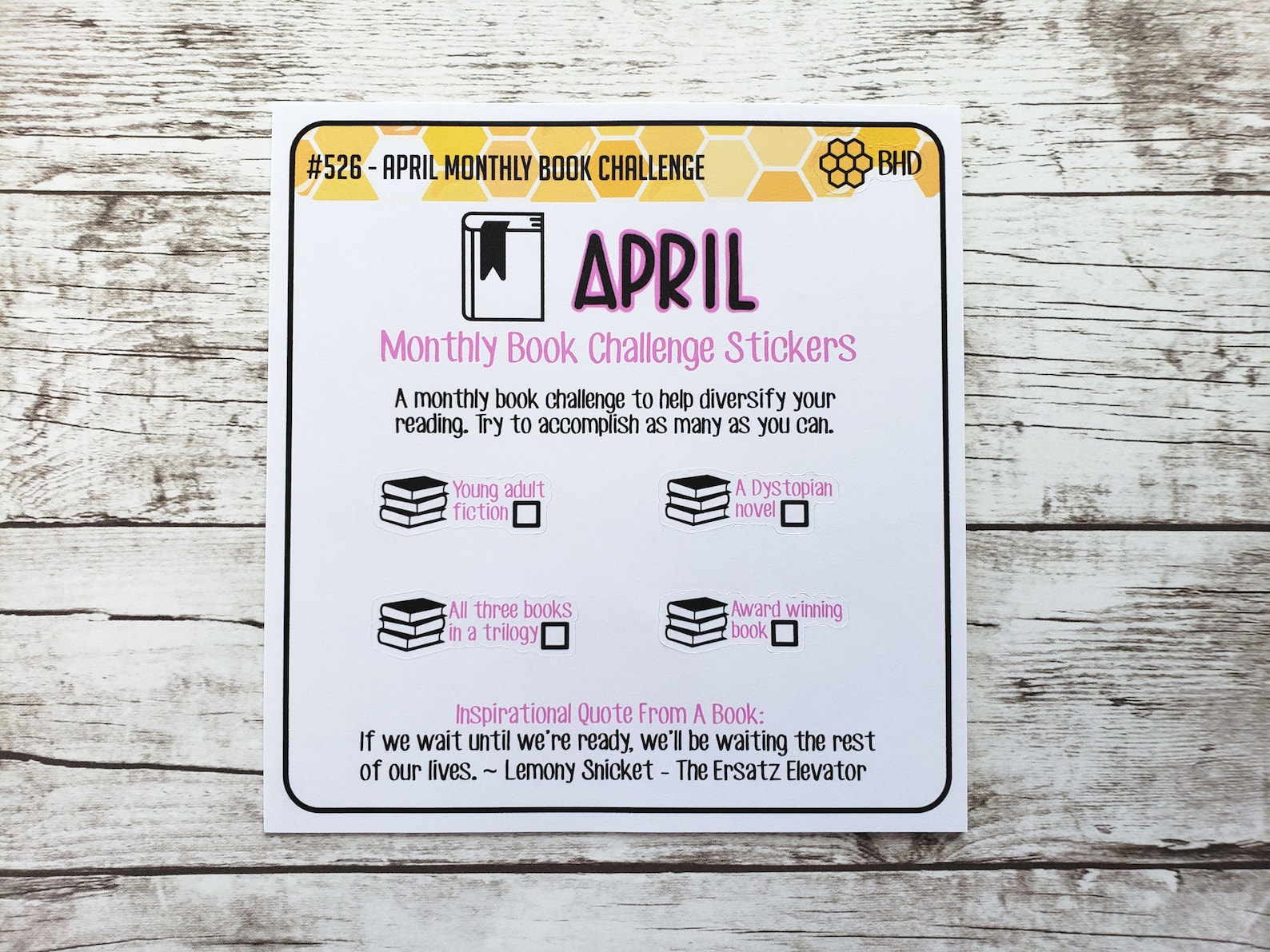 April Monthly Book Challenge Stickers set of 4 Item 526 - Etsy