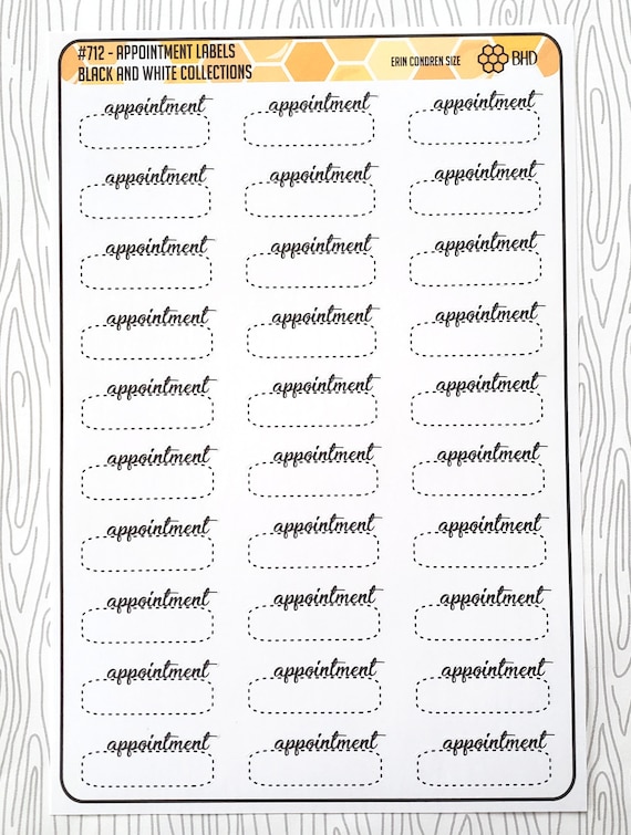Appointment Labels // Black and White Collection set of 30 | Etsy