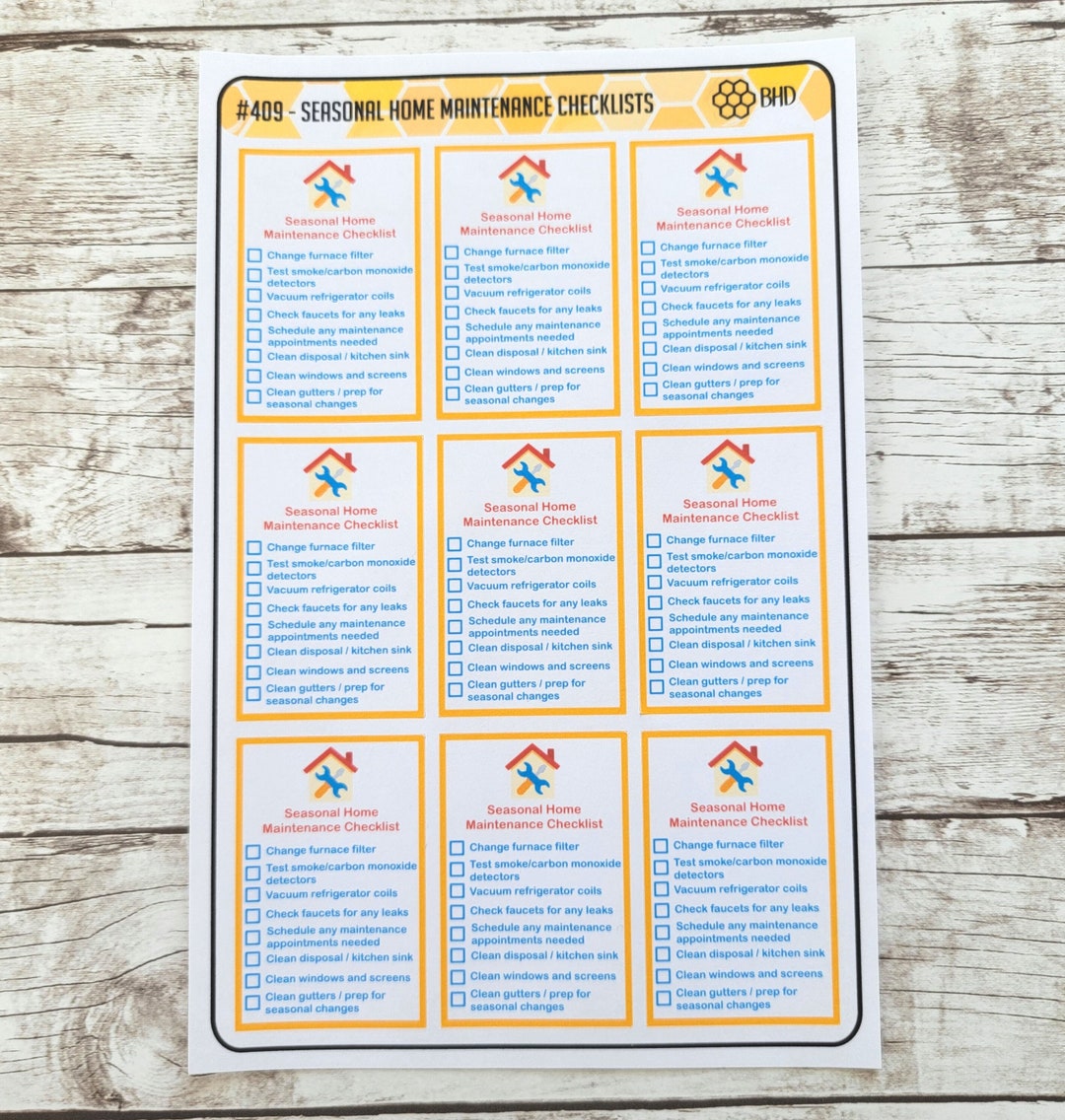Seasonal Home Maintenance Checklists (set of 9) Item #409 - Etsy