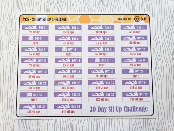 30 Day Sit Up Challenge Chart