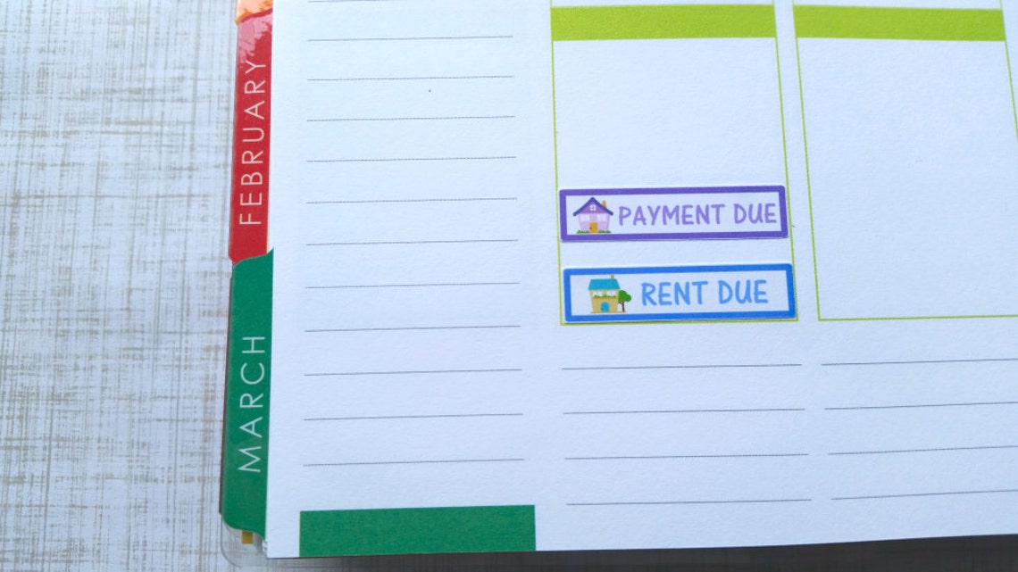 Rent Due // Payment Due Labels set of 32 Item 221 | Etsy