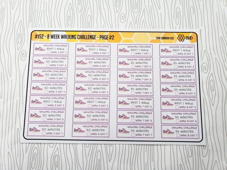 8 Week Walking Challenge Stickers set of 56 Item 152 | Etsy
