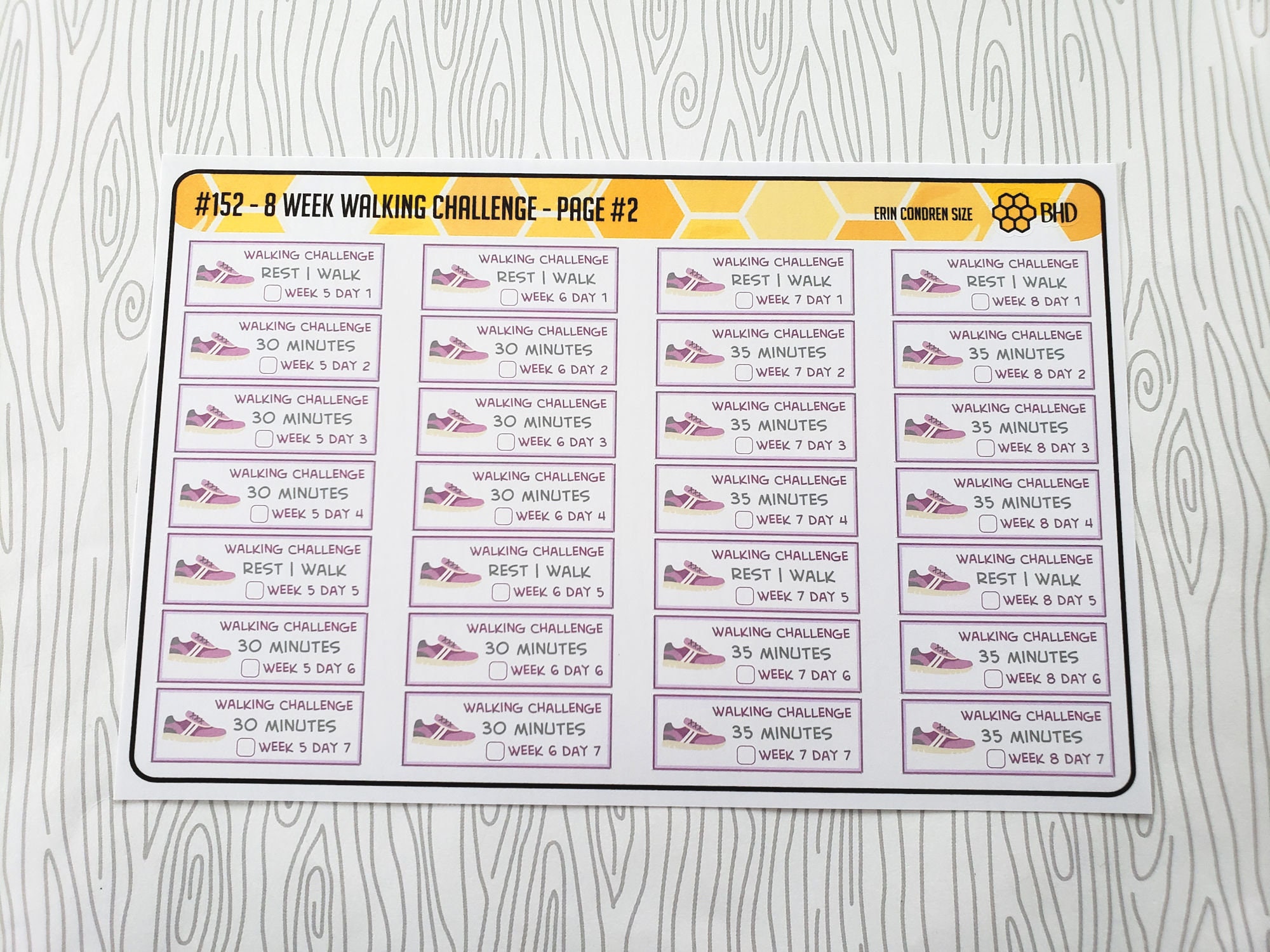8 Week Walking Challenge Stickers (set of 56) Item #152 - Etsy