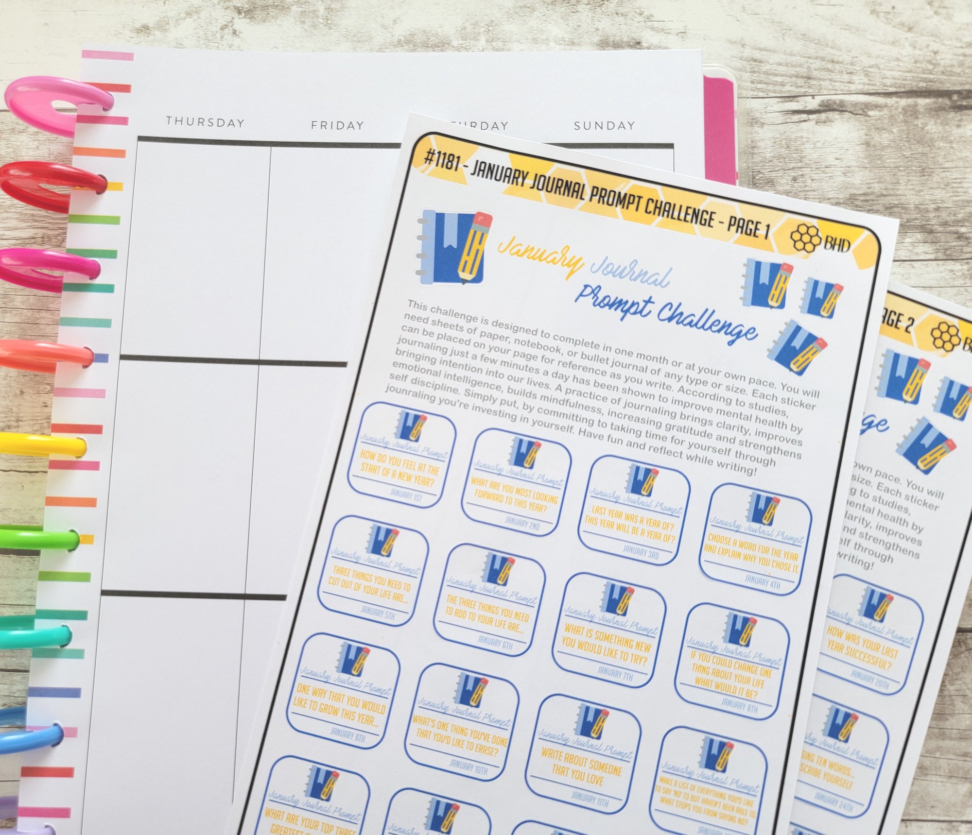 January Journal Prompt Challenge set of 2 Sheets Item 1181 - Etsy