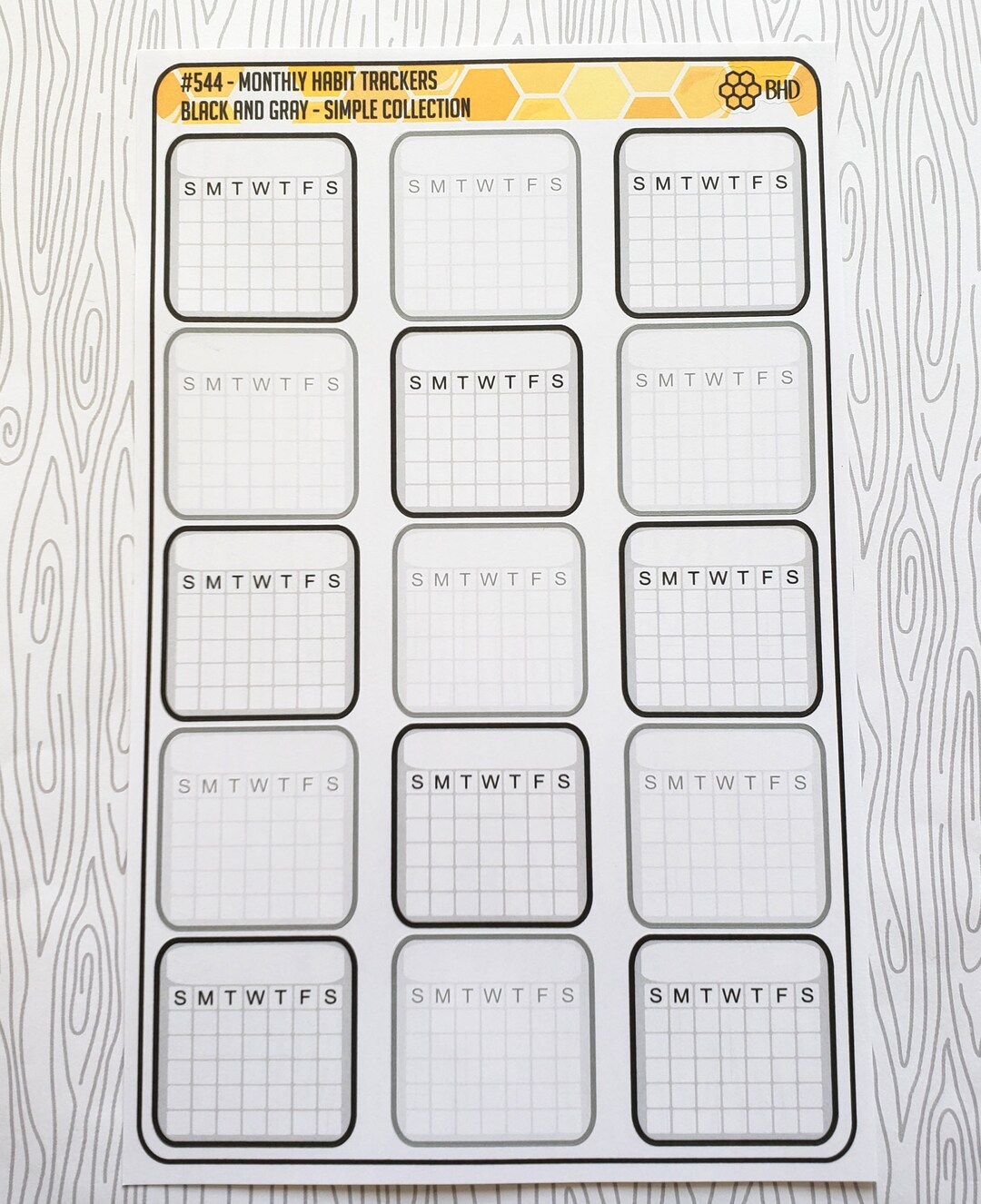 Monthly Habit Trackers // Black and Gray // Simple Collection (set of ...