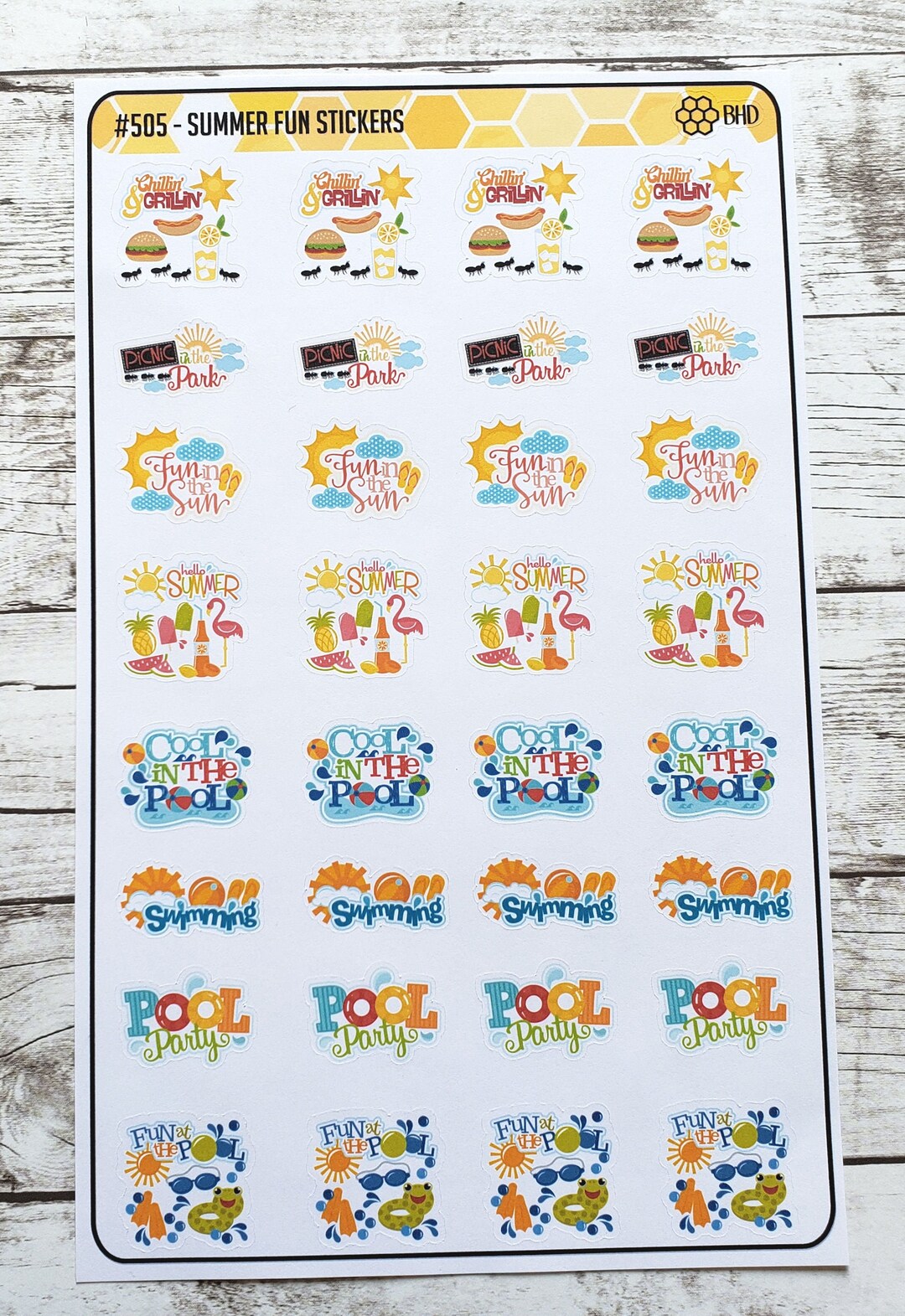 Summer Fun Stickers (set of 32) Item #505 - Etsy