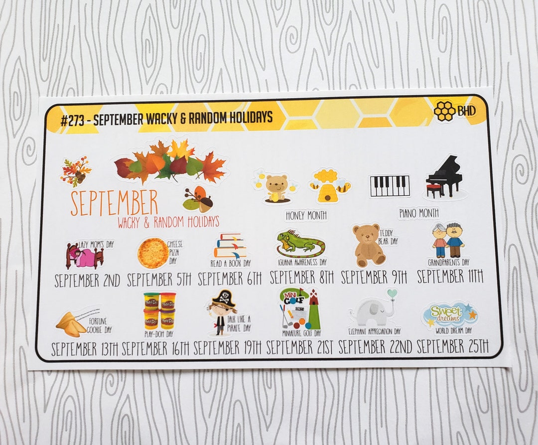 September Wacky & Random Holidays (set of 16) Item #273 - Etsy