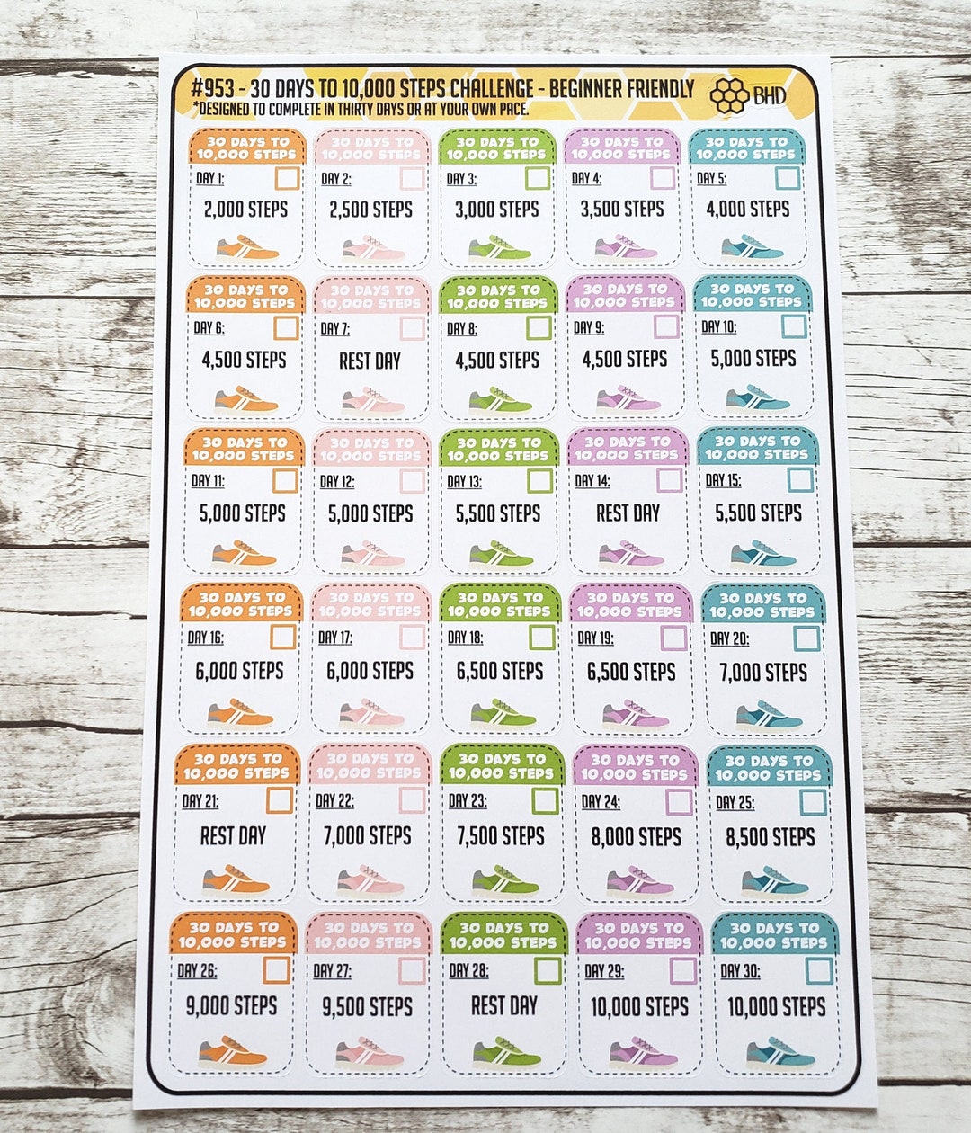 30 Days to 10,000 Steps Challenge // Beginner Friendly (set of 30) Item ...