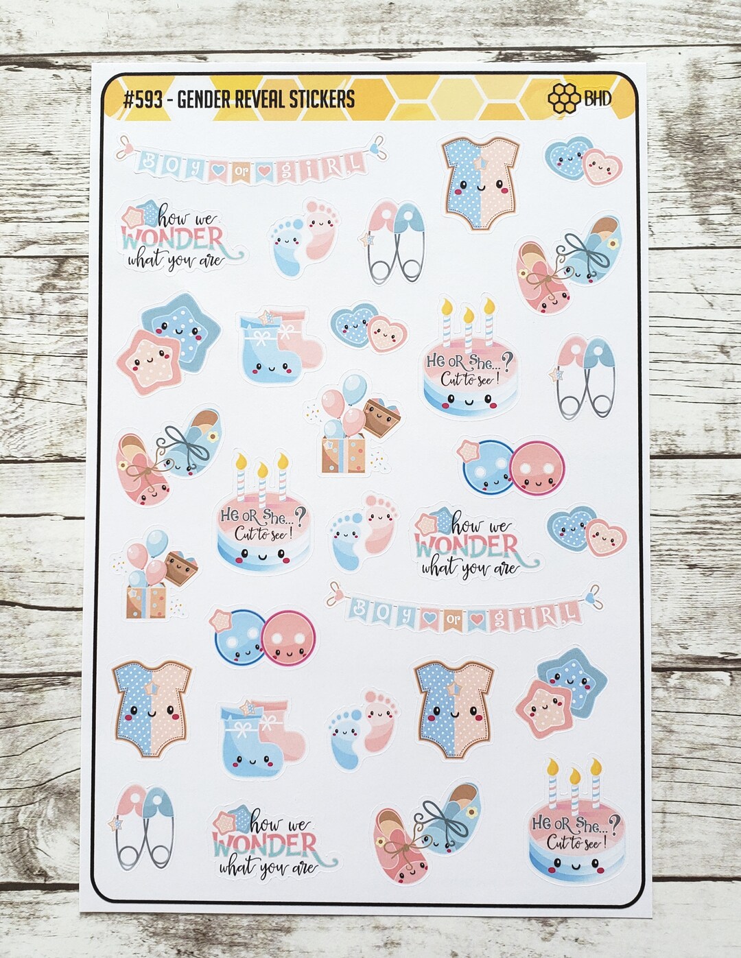 Gender Reveal Stickers (set of 31) Item #593 - Etsy