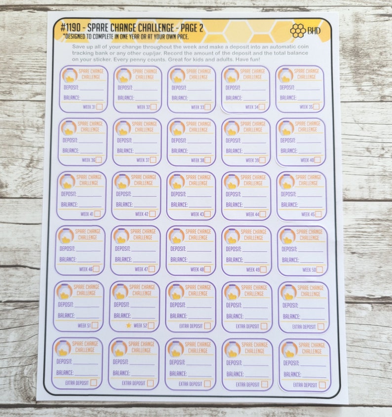 Spare Change Challenge (set of 60) Item #1190 - Etsy