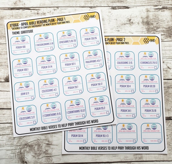 April Bible Reading Plan set of 32 Item 1066 - Etsy