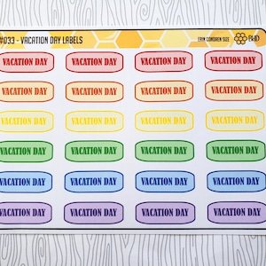 Vacation Day Labels (set of 24) Item #033 - Etsy